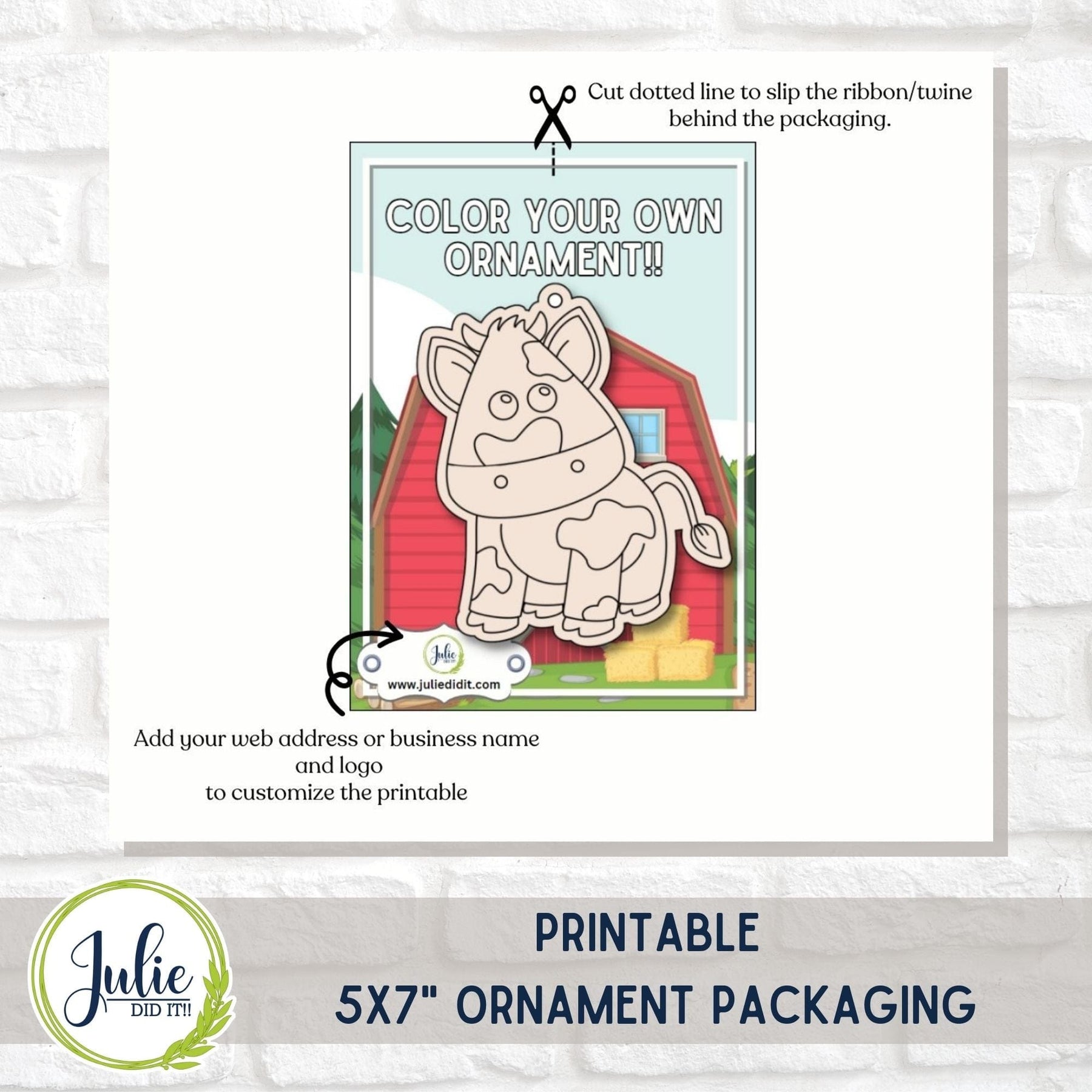 Color Your Own Ornaments - Farm Animals – Julie Did It Studios