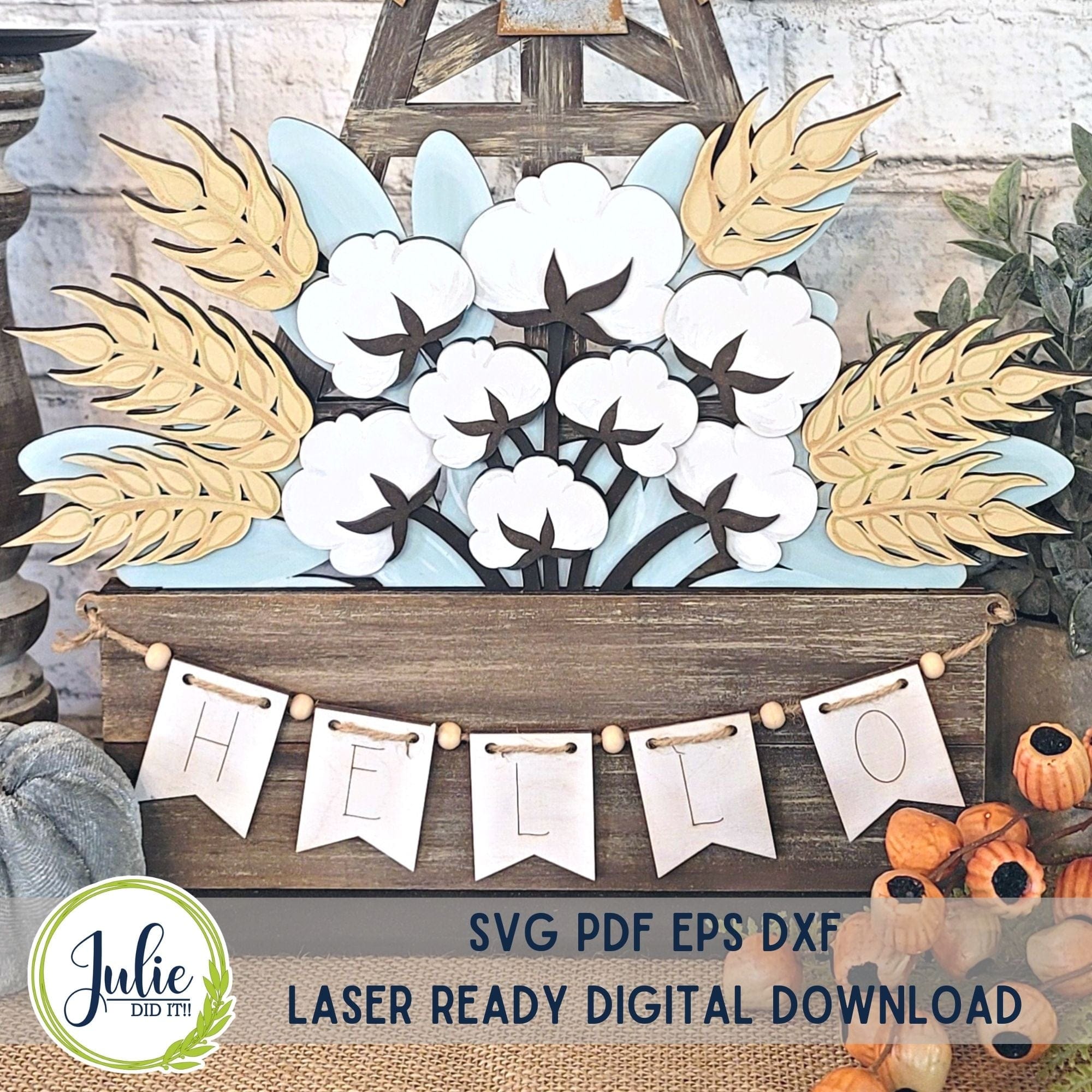 Wheat and Cotton Window Box Insert – Julie Did It Studios