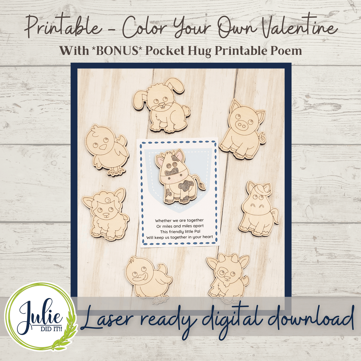 Color Your Own Valentine with Printable Cards - Farm Animals – Julie ...